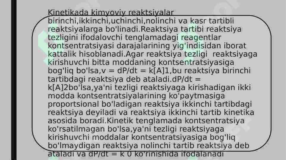 Oddiy fermentativ jarayonlar kinetikasi. Mixaelis tenglamasi va uning ...