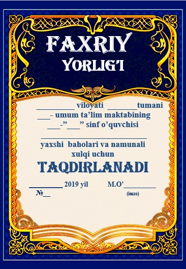 Faxriy yorliq professional oliy didli yuqori maqomli Faxriy yorliq ...