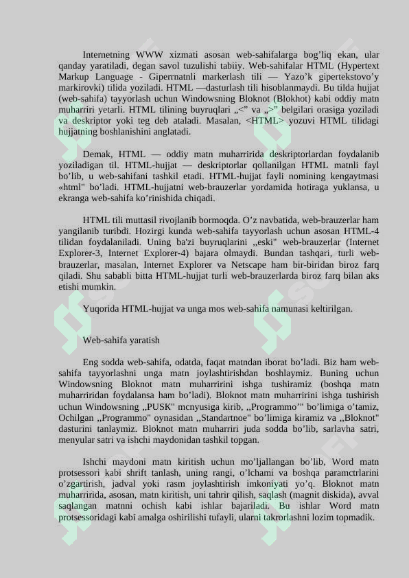 HTML haqida tushuncha
