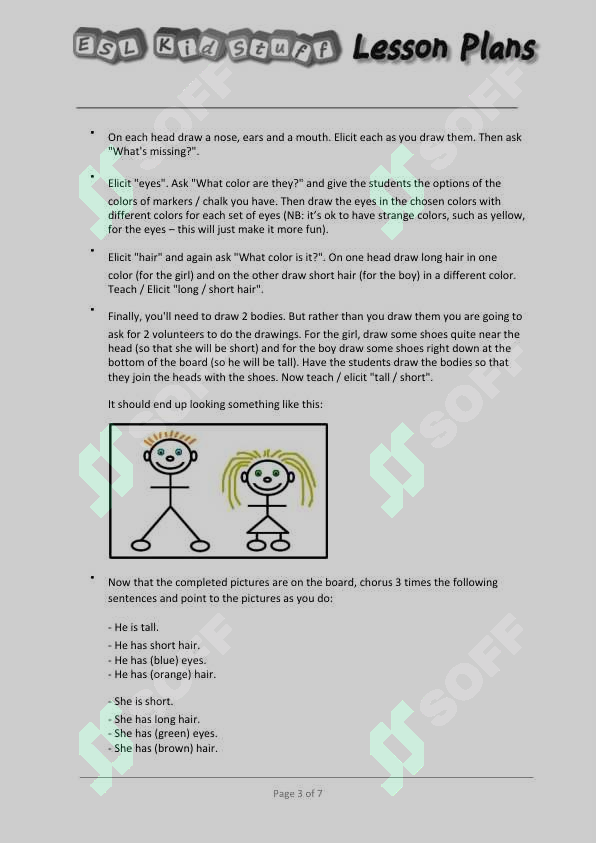 describing people lesson plan