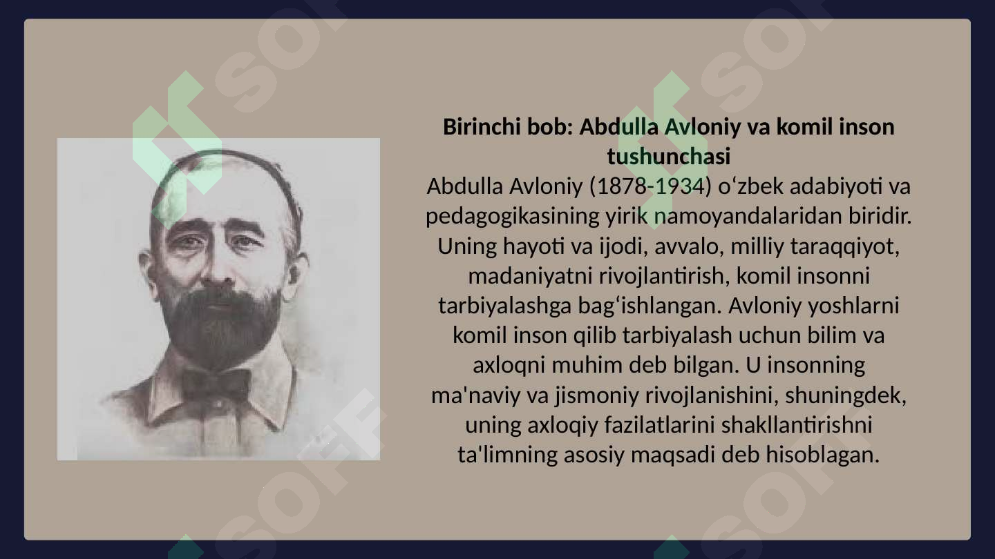 Abdulla Avloniyning komil inson haqidagi qarashlari