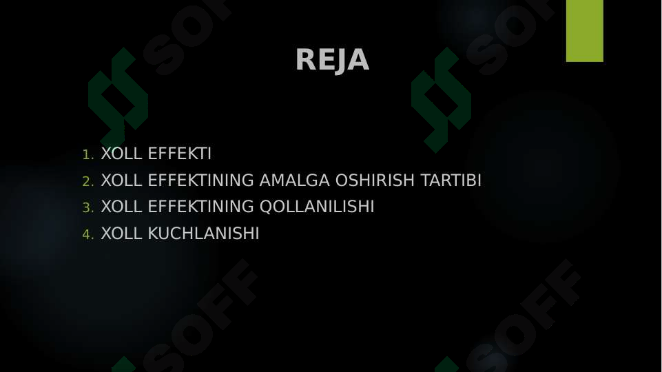 XOLL EFFEKTI VA UNING QOLLANILISHI