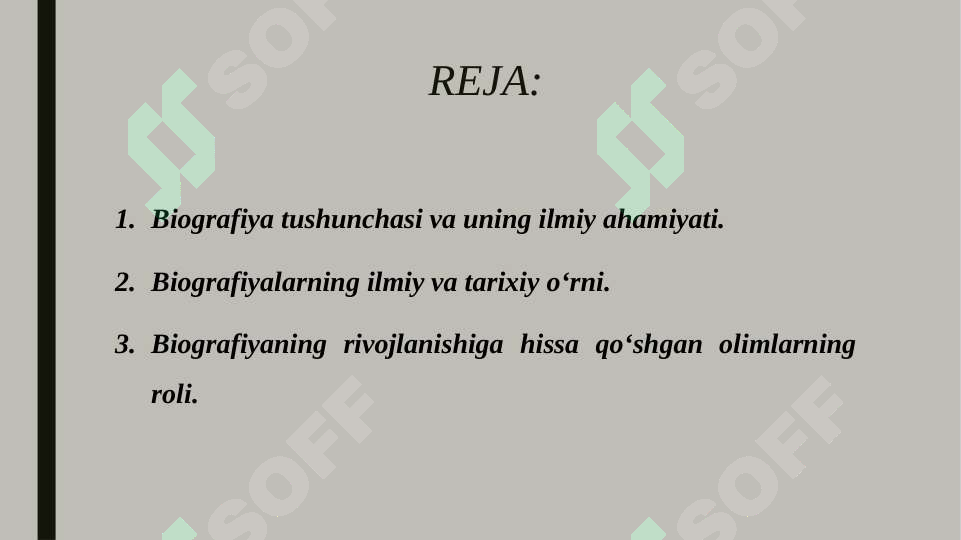 Biografiyaning rivojlanishiga hissa qo'shgan olimlarning ishlarini o ...