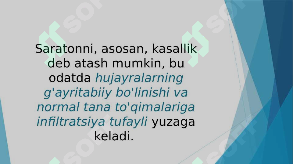 Saraton kasalliklari haqida tushuncha.