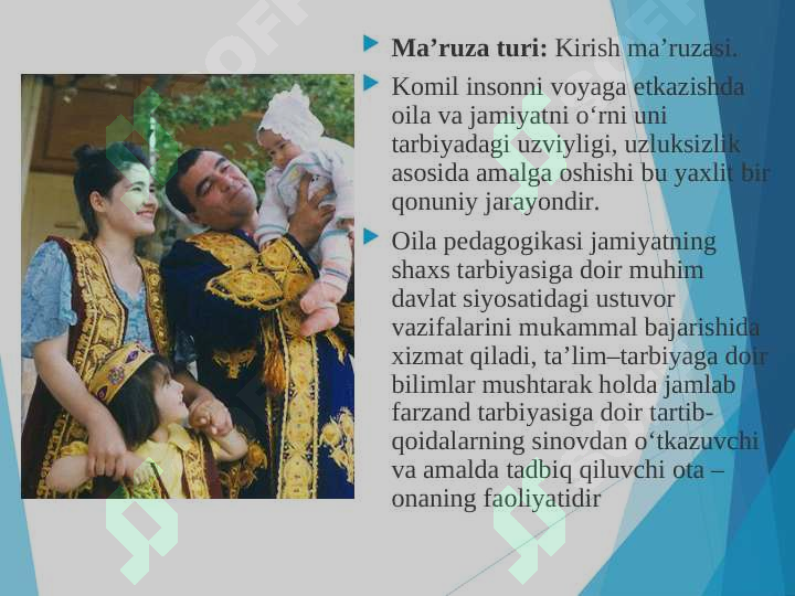 Oila pedagogikasi fan sifatida.