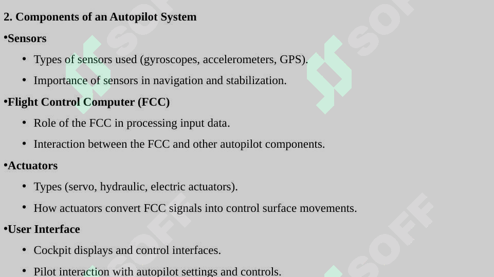 Autopilot systems. Autopilot components. Automatic flight control systems