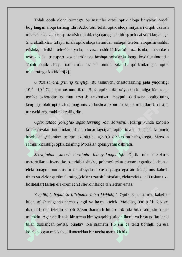 Optik tolali o’zgartgichlarni tanlash uslublari