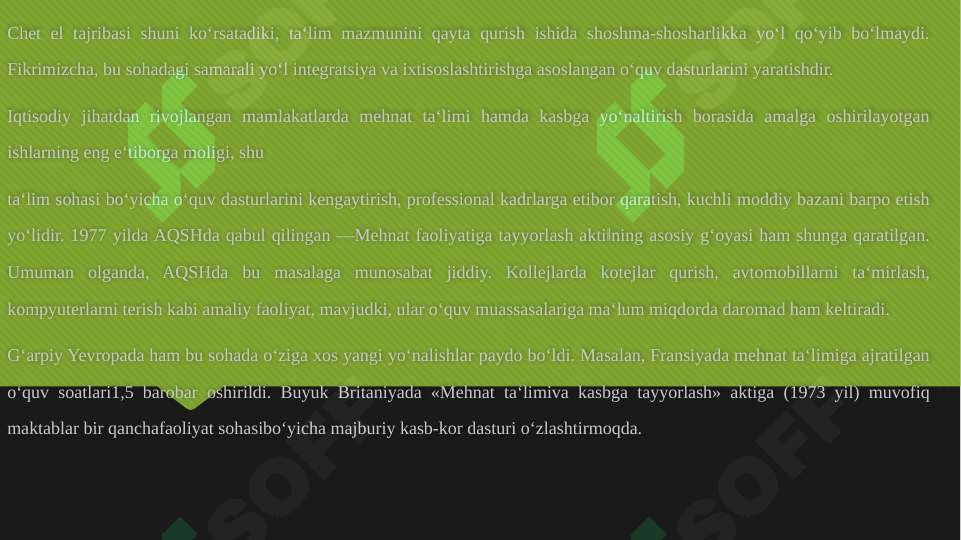 JAHON MAMLAKATLARI TA'LIM TIZIMI INTEGRATSIYALASHUVI