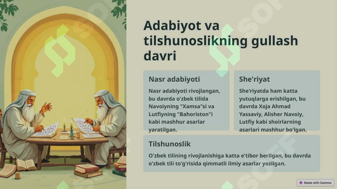 XIV asrning ikkinchi yarmi – XV asrda Movarounnahr va Xurosonda madaniy ...