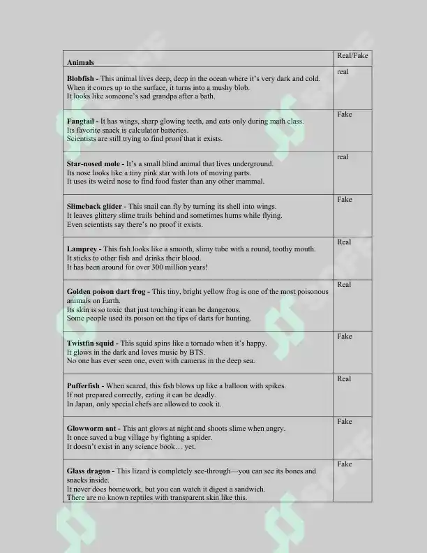 Weird and Wonderful Animals lesson plan
