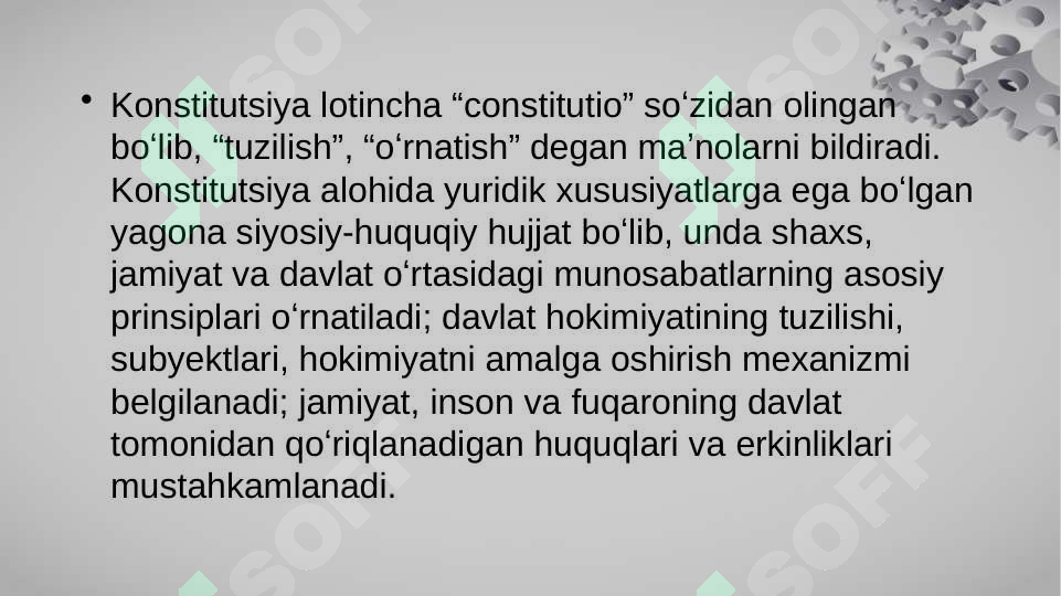 Konstitutsiya tushunchasi, mohiyati va belgilari. Konstitutsiyalarning ...