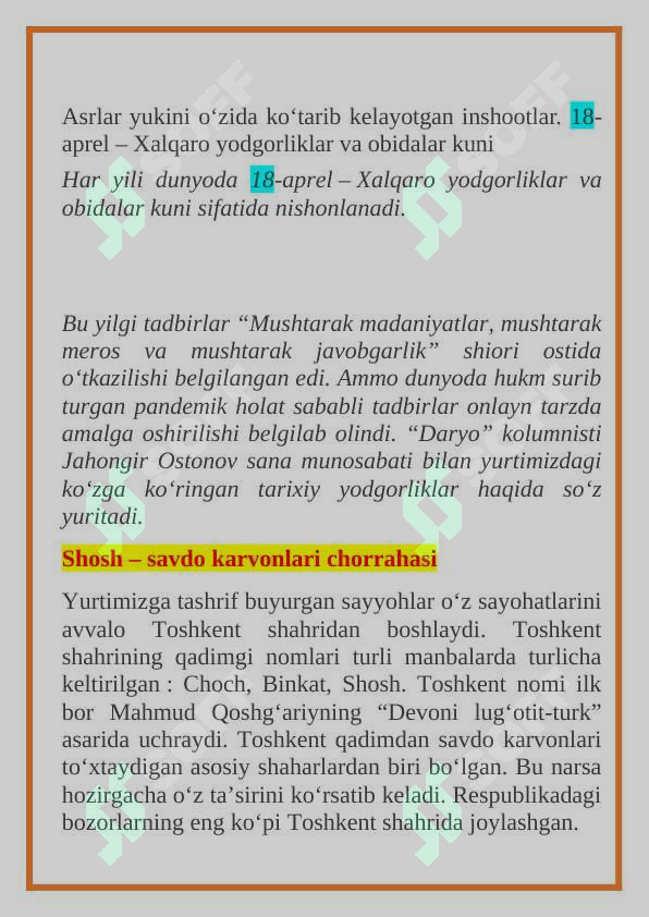 Tarixiy obidalar haqida tushuncha