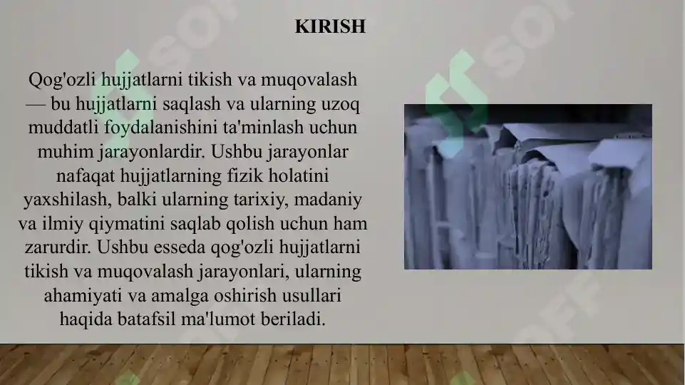 Qog'ozli hujjatlarni tikish va muqovalash