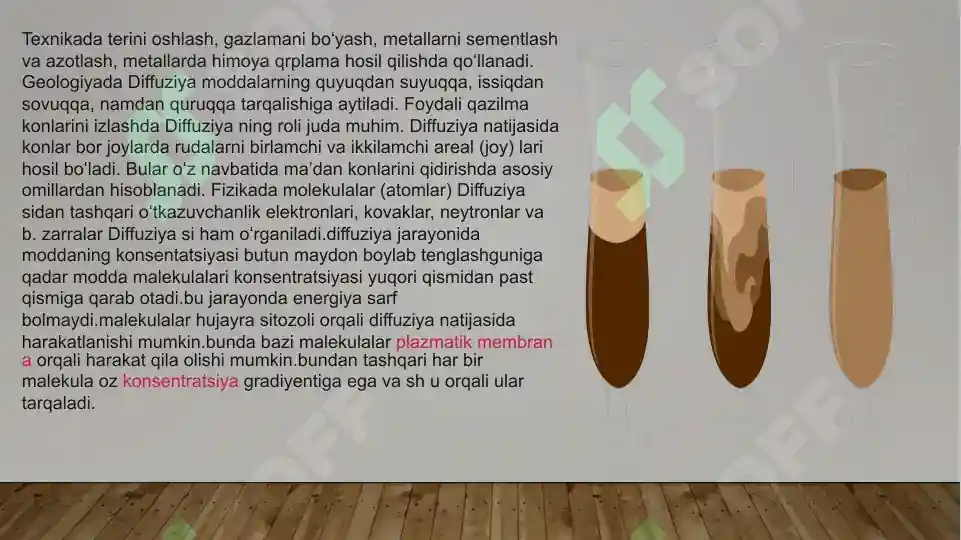 Diffuziya va osmos xodisasi haqida slayd
