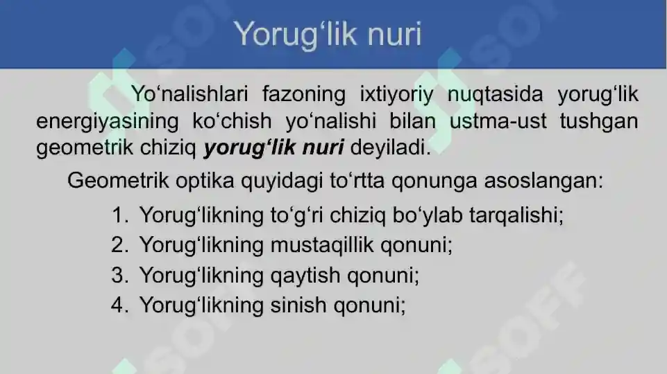 Yorug‘likning qaytish va sinish qonunlari