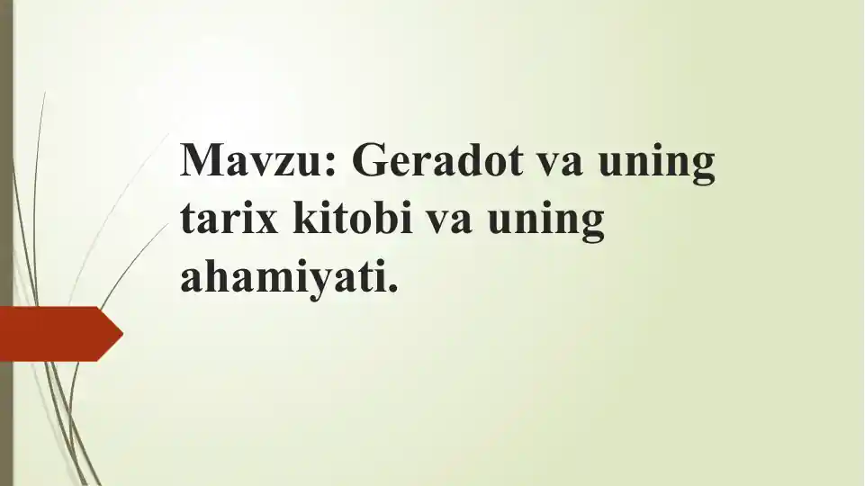 Geradot va uning tarix kitobi va uning ahamiyati