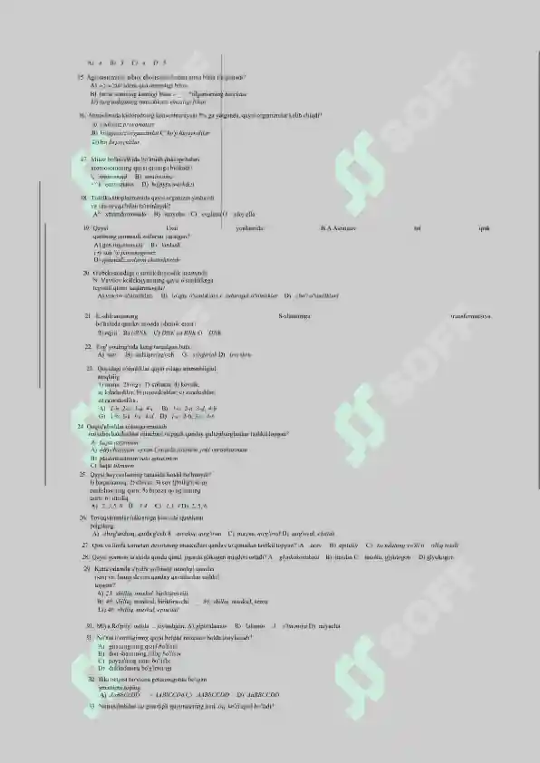 BIOLOGIYA TEST-VARIANT