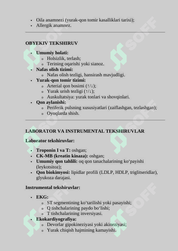 Miokard infarkti. Kasallik tarixi