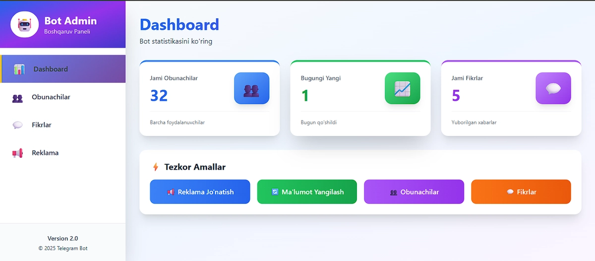 Telegram Bot Dashboard