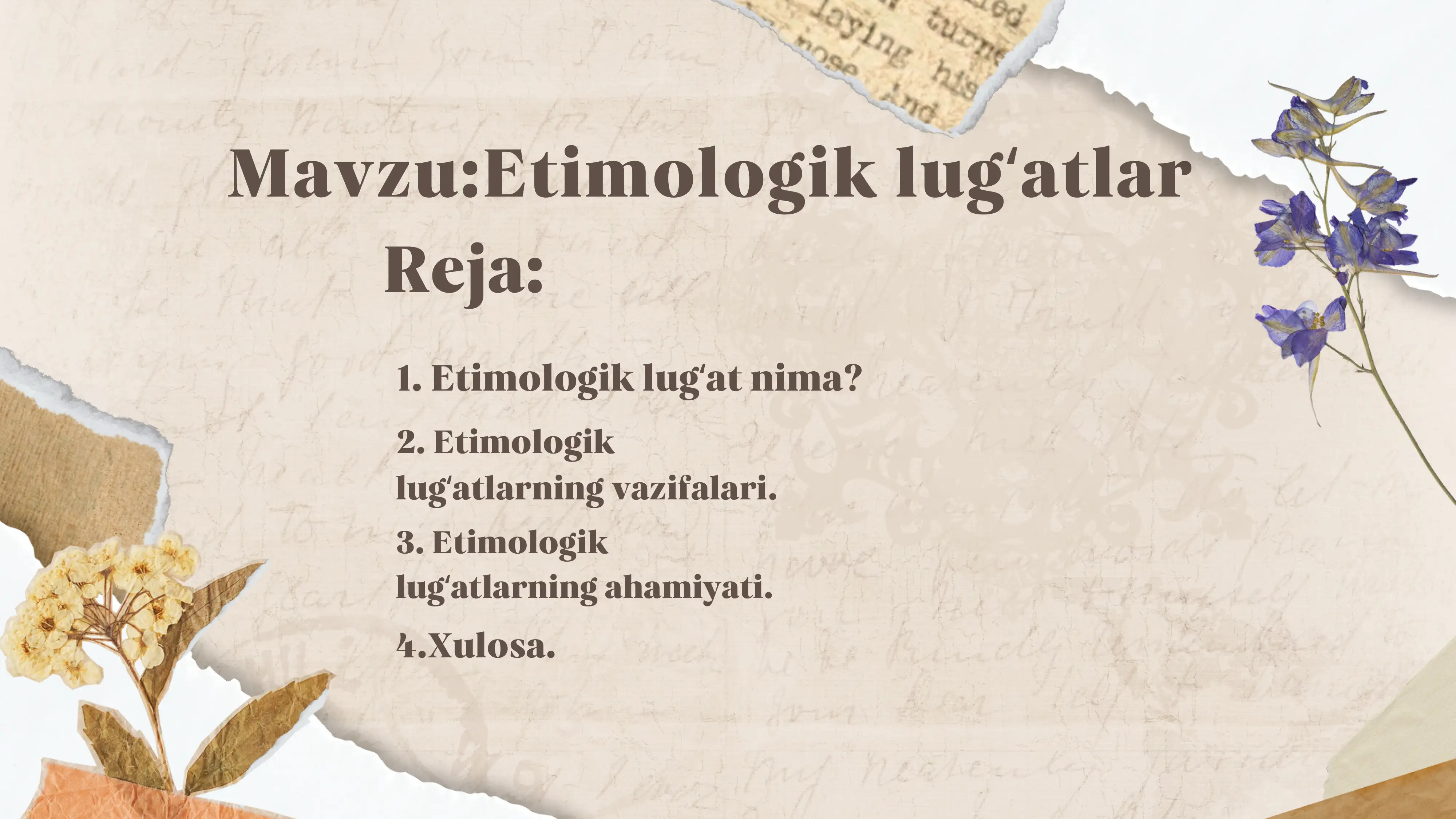 Etimologik lugʻatlar slayd