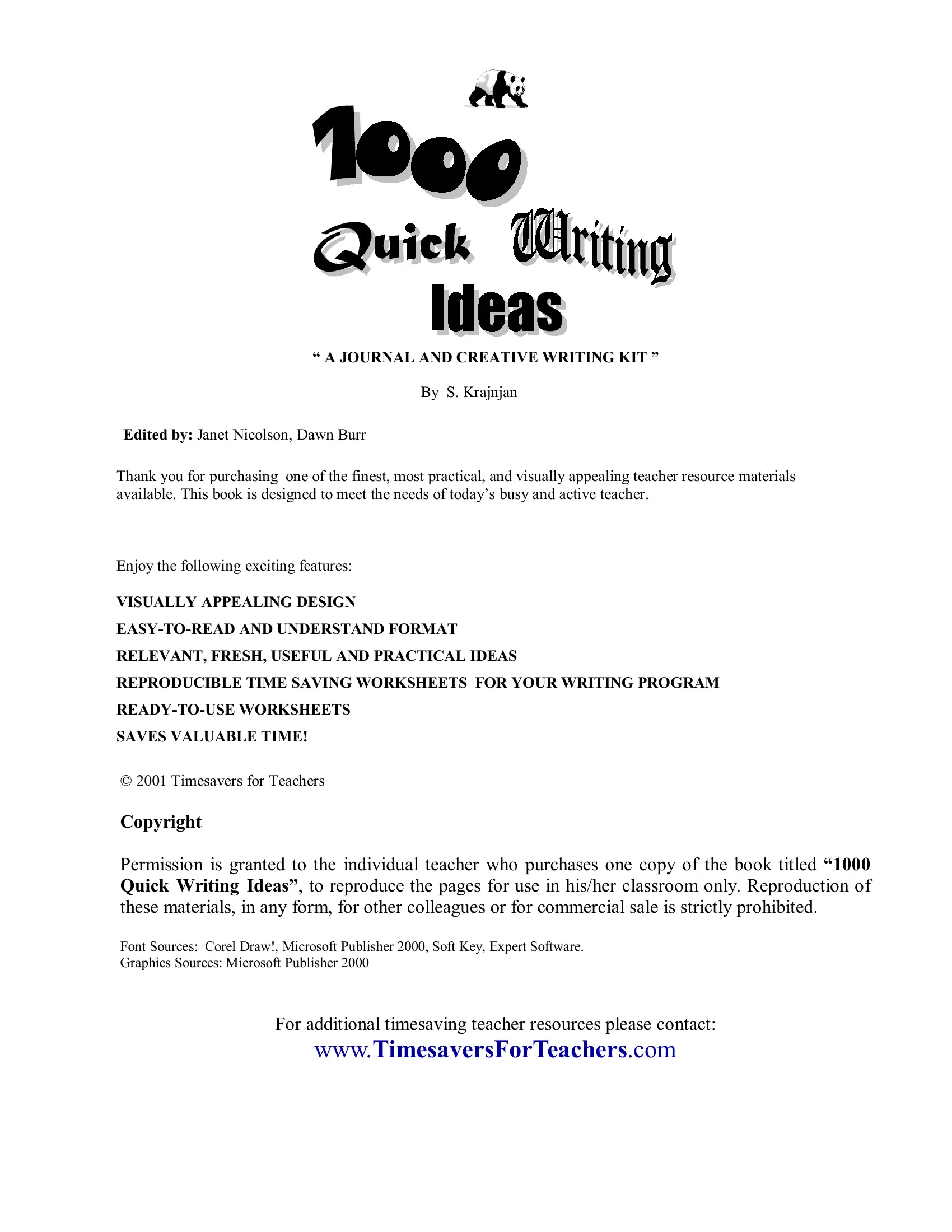 1000 Quick Writing Ideas