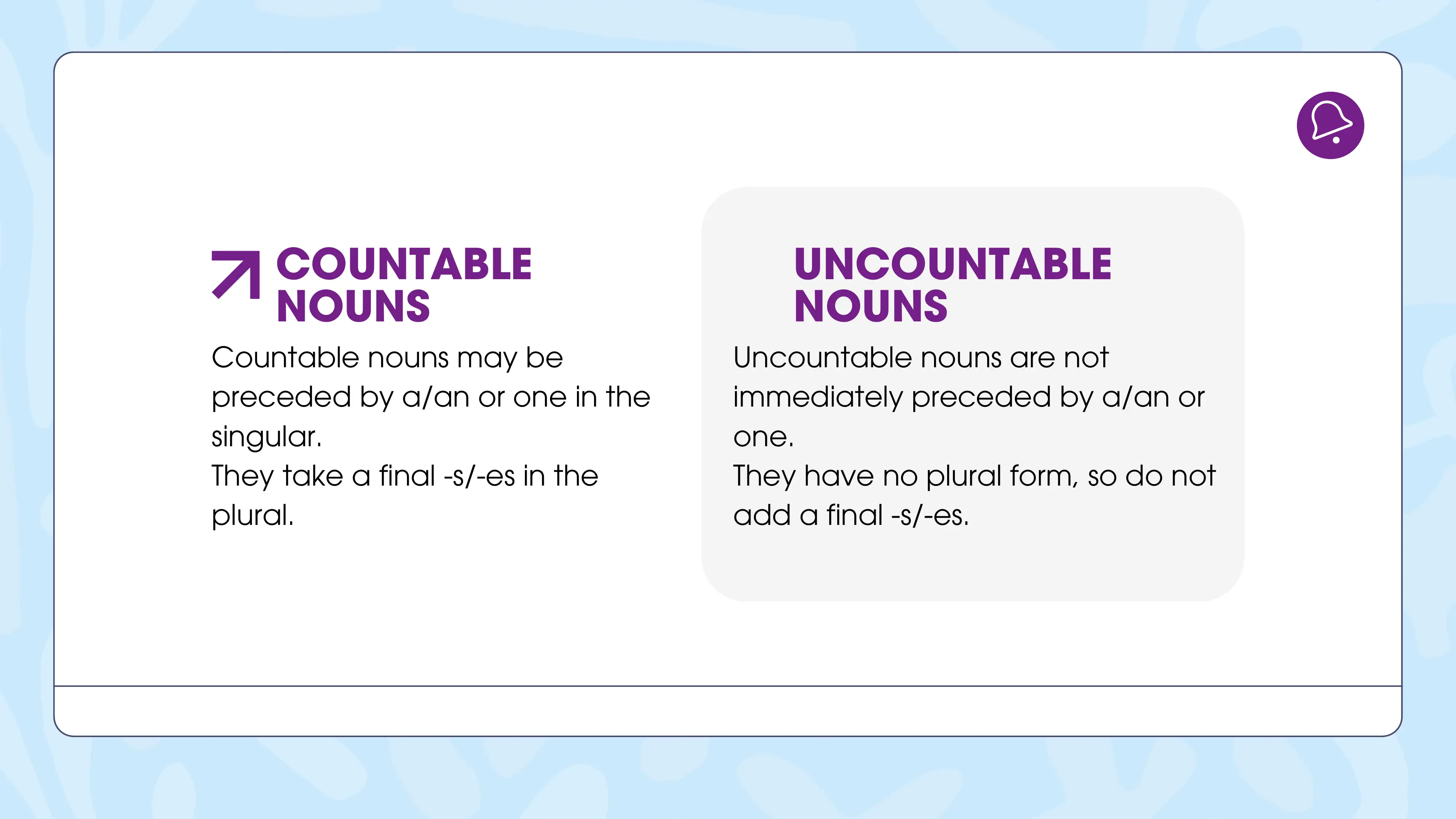 Countable and Uncountable Nouns