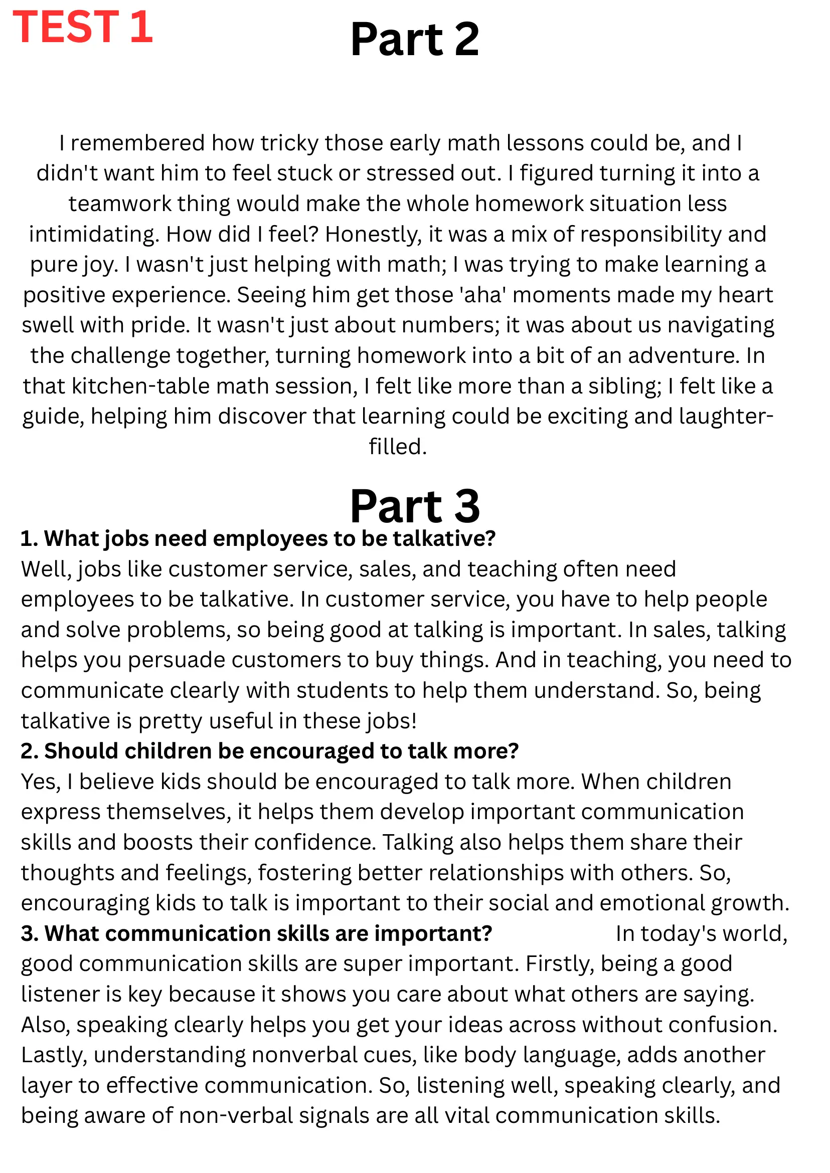 Top 30 common IELTS speaking questions FULL PART