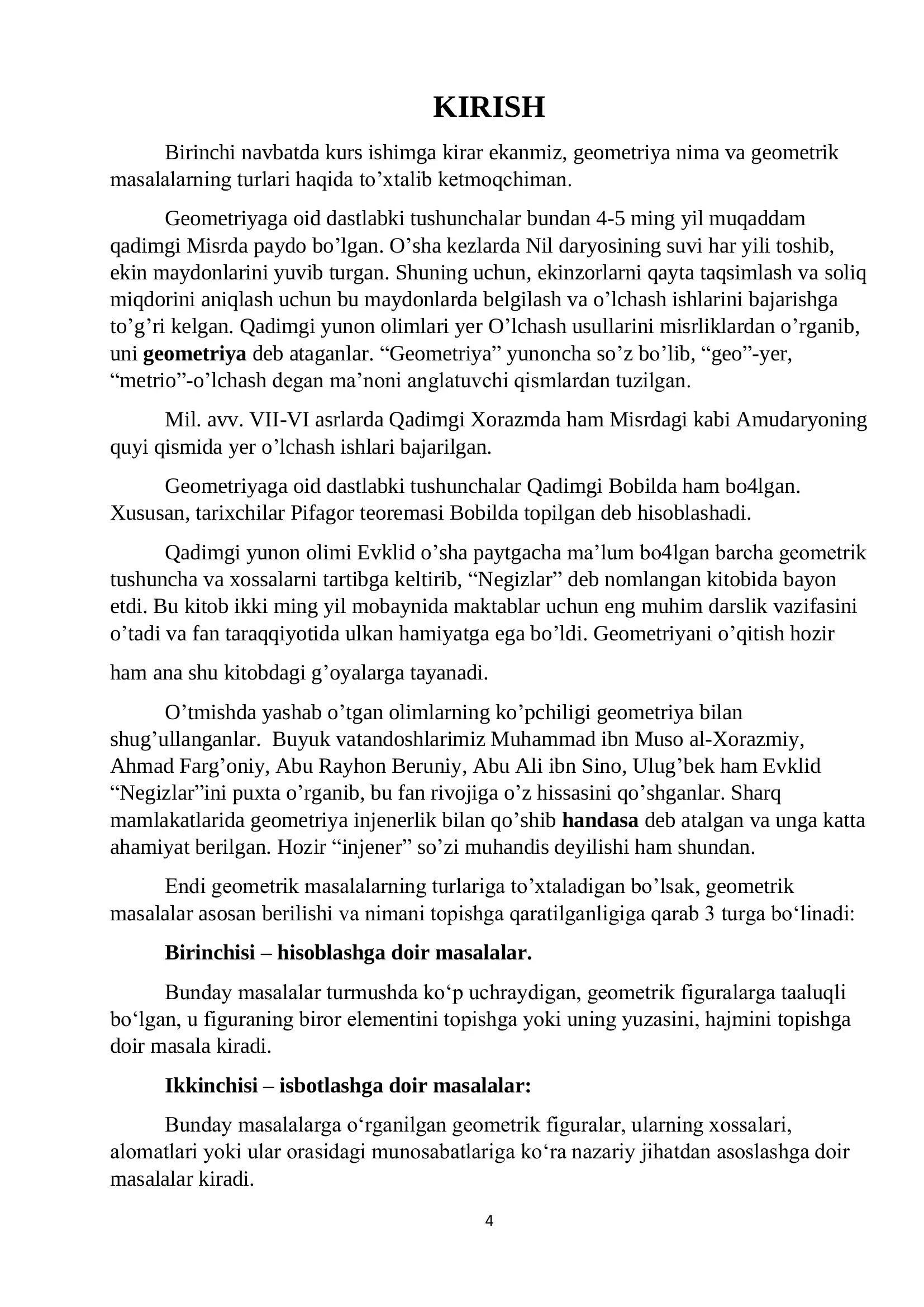 Sirkul va chizg’ich yordamida yasashlarda algebraik metodlar ...