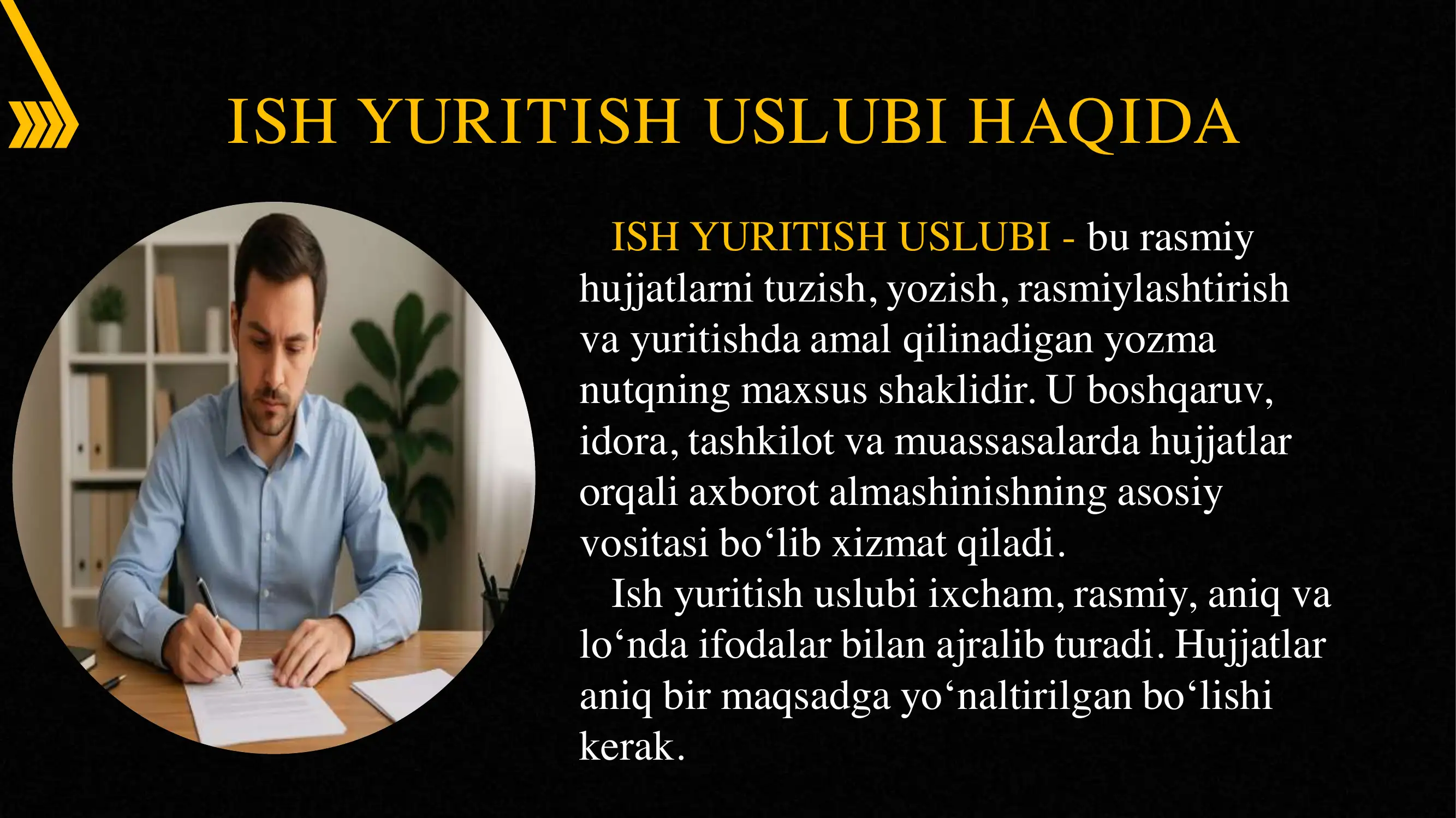 Ish yuritish tili va uslubi