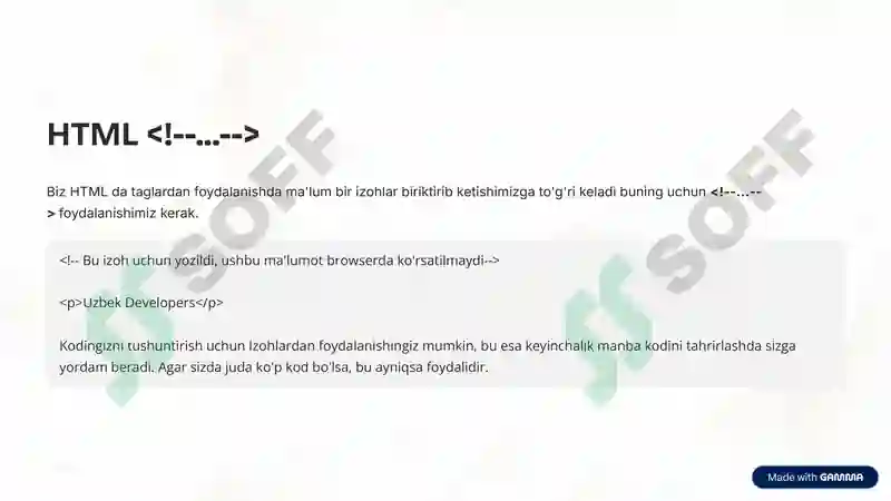 HTML haqida tuliq slayd