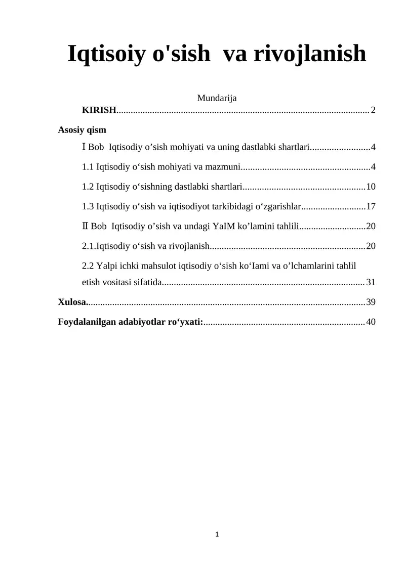 Iqtisoiy o'sish va rivojlanish