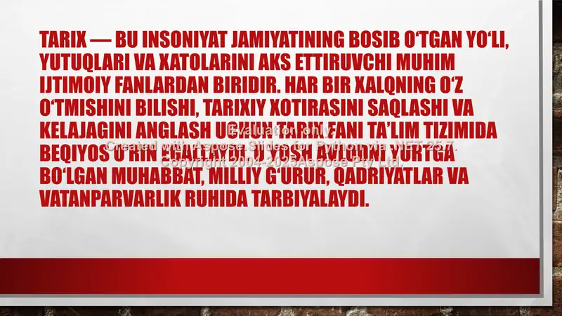 TARIX TA'LIMINING AMALIY USULLARI VA TARIX DARSLARINING TURLARI