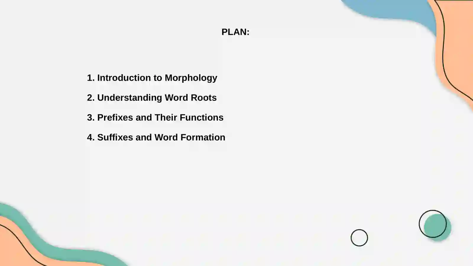 Morphology Words and Their parts roots prefixes and suffixes