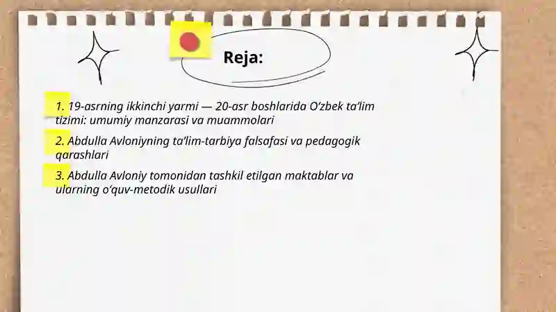 19 asrning ikkinchi yarmi 20 asr boshlarida taʼlim va pedagogik fikrlar ...