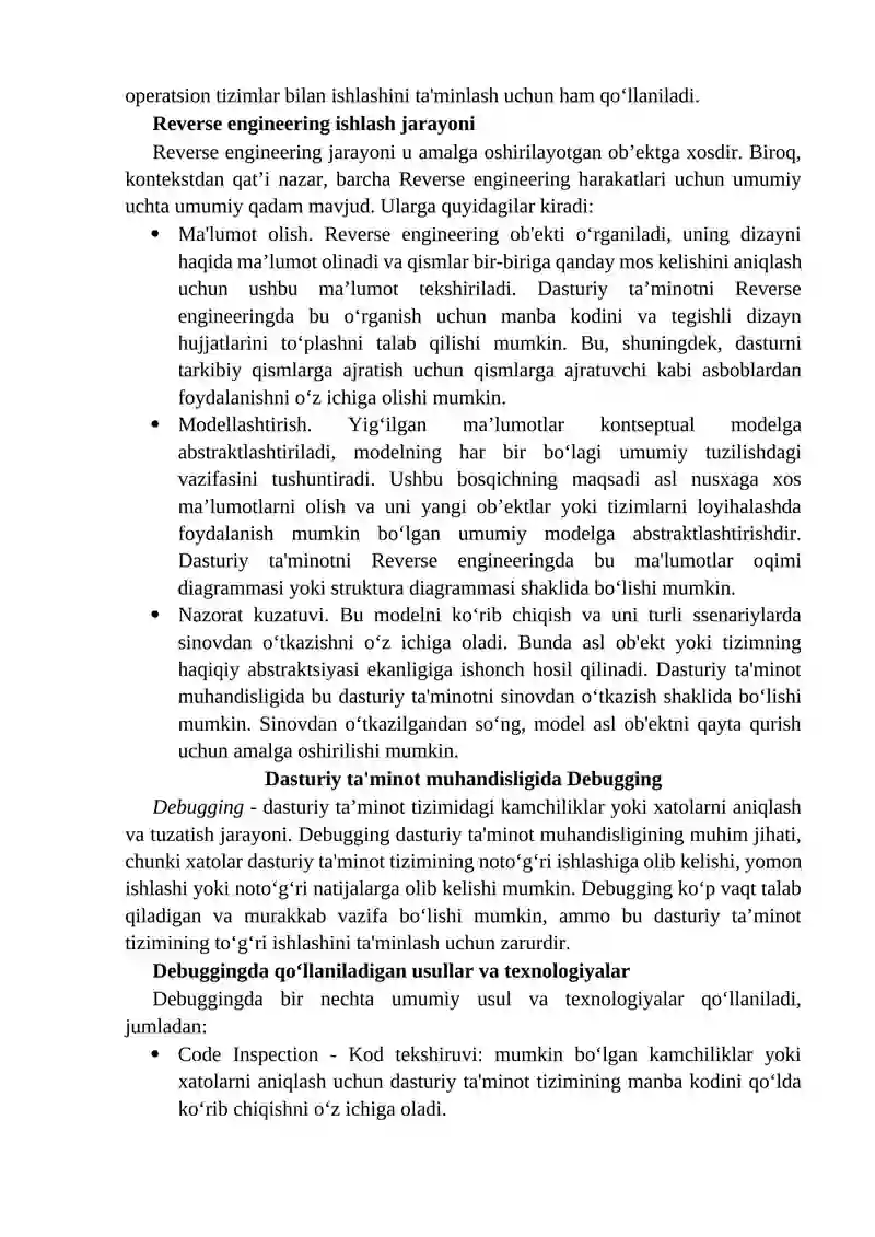 Reverse engineering software tools analysis