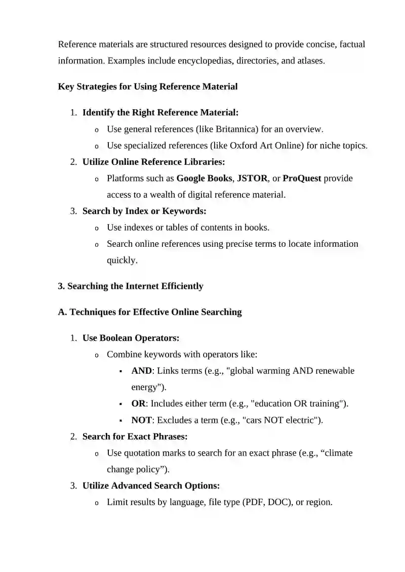 Finding Information Using Reference Material