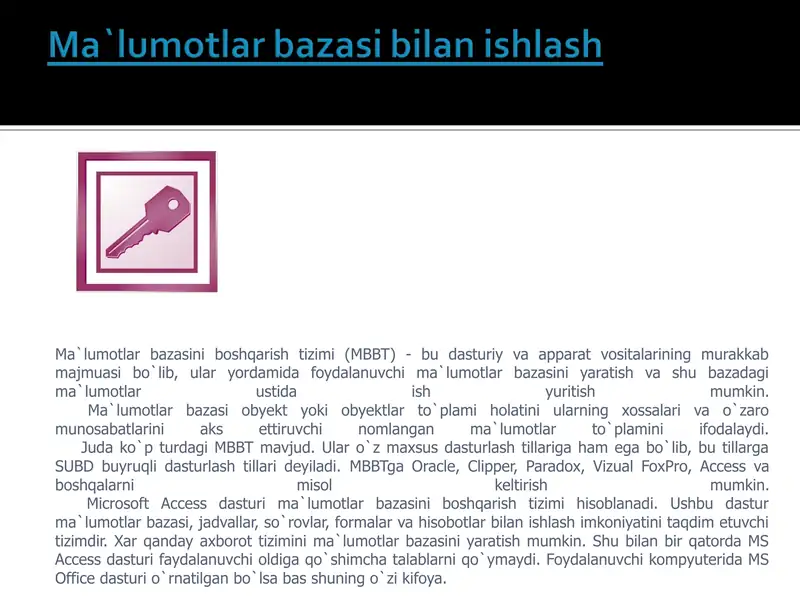 Maʼlumotlar ombori va turlari