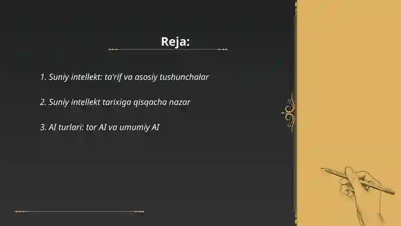 Suniy intellekt haqida slayd
