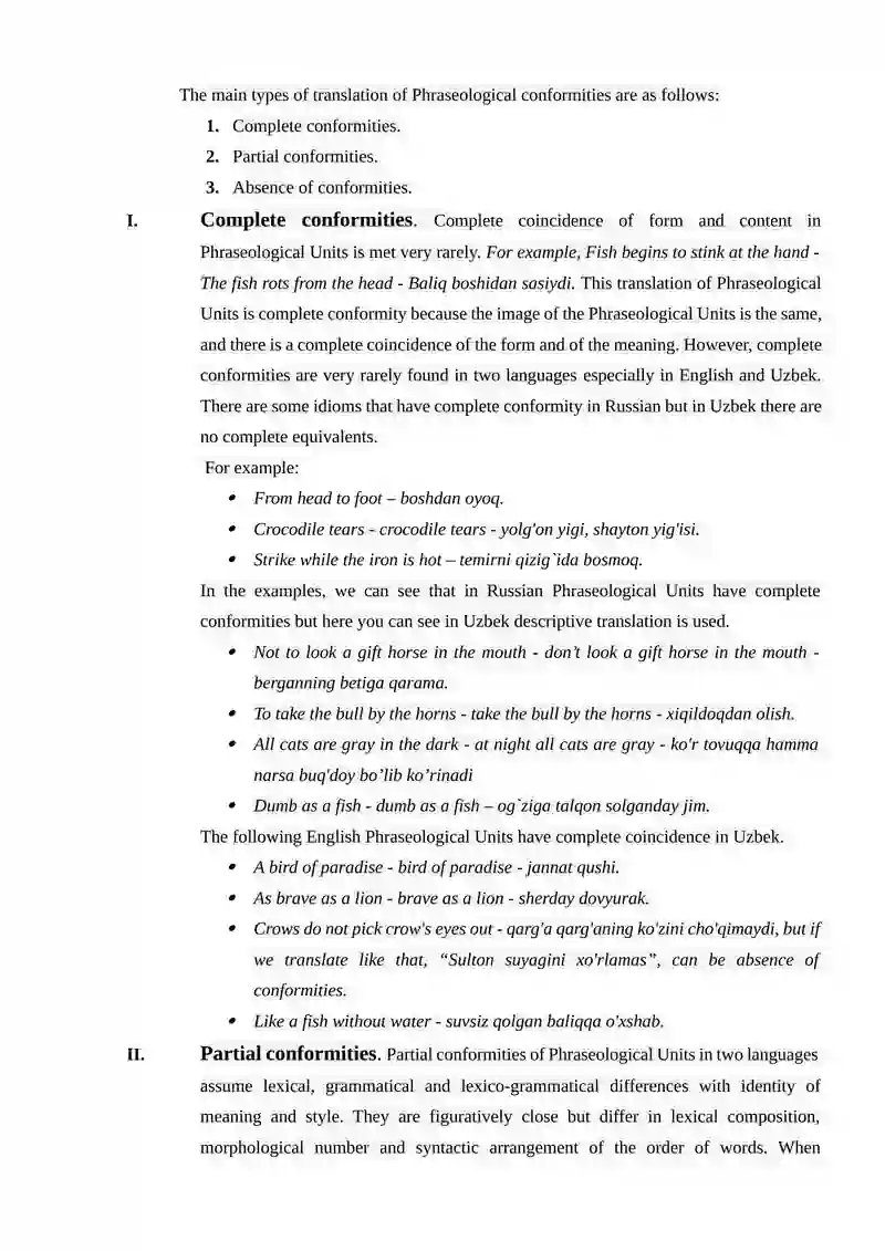 Types of conformities in translating English phraseological units into ...