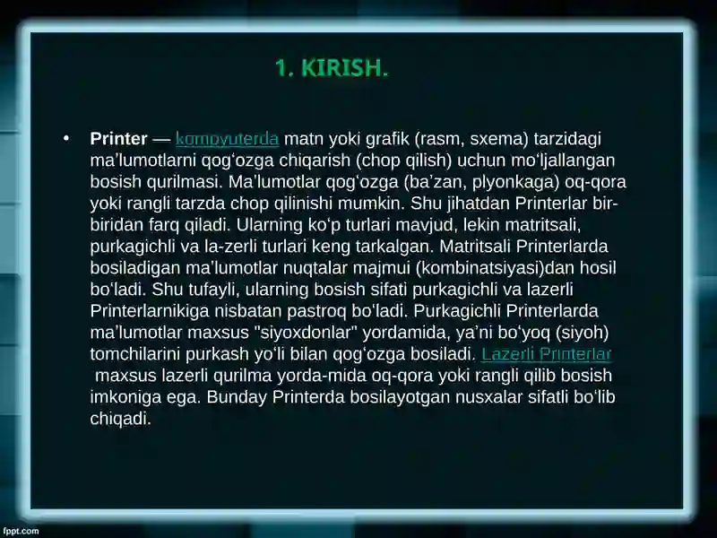Printer va ularning turlari
