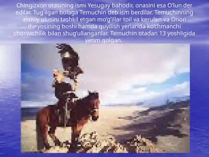 XIII – ASRNING BOSHI - XIV ASRNING I – YARMI CHINGIZXON BOSHLIQ MO’GI’L ...