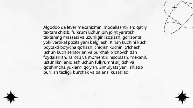 Algodoo da lever mexanizmini modellashtirish