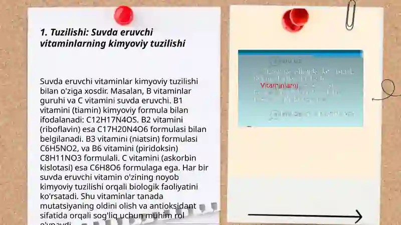 Suvda eruvchi vitaminlar.Tuzilishi va funksiyalari