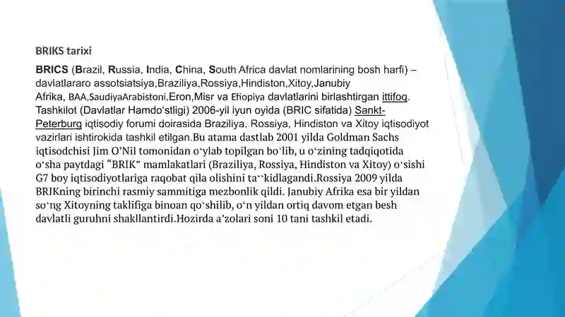 BRICS Tashkiloti haqida