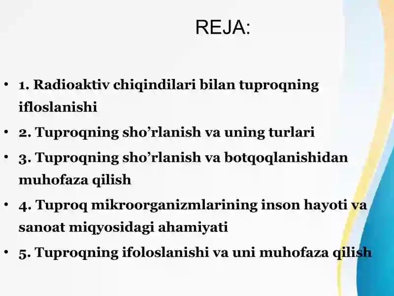 ANTROPOGEN OMILLARNING TUPROQ MIKROORGANIZMLARIGA TA’SIRI