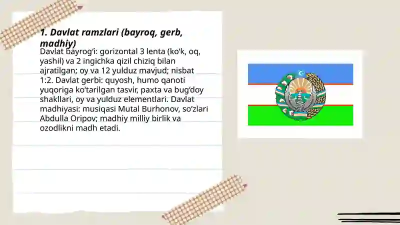 Davlat ramzlari (bayroq, gerb, madhiy)