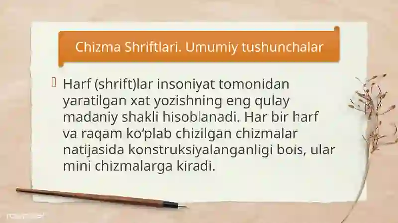 Chizma shriftlari va ularning o'lchamlari