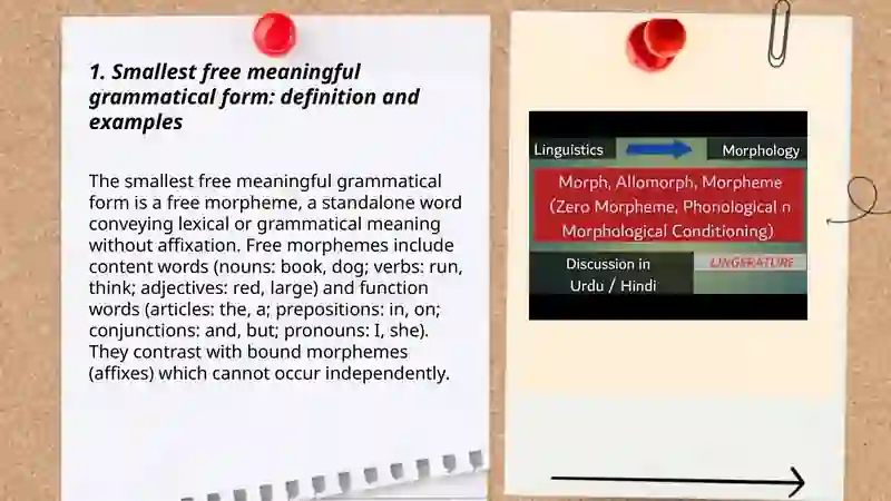 Morphology:Smallest free meaningful grammatical form; Morphemes and ...