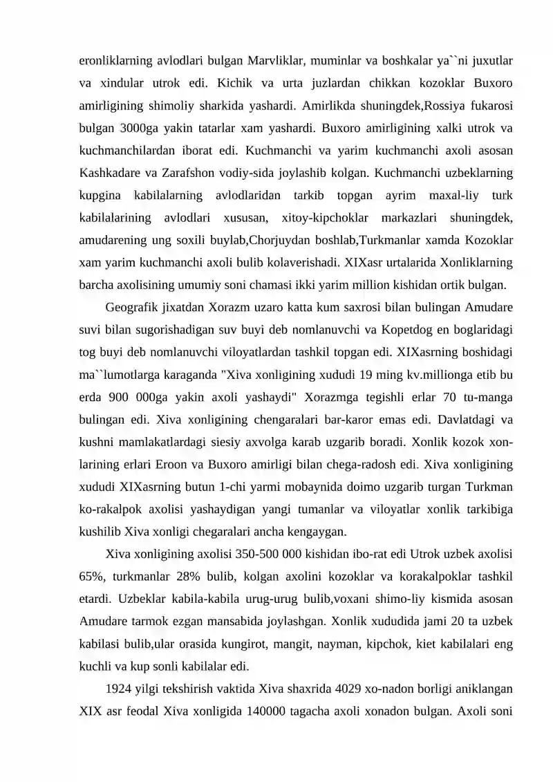 O‘rta Osiyo xonliklari tarixiy geografiyasi (XVIII asr ikkinchi yarmi ...
