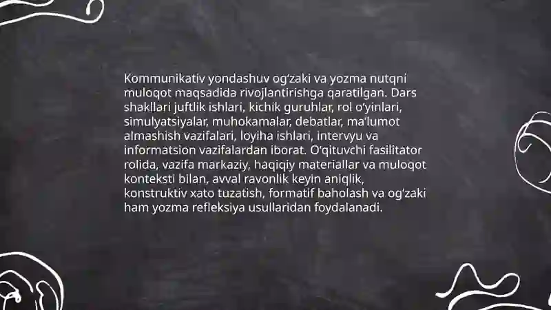 Kommunikativ yondashuv va muloqotga yoʻnaltirilgan dars shakllari
